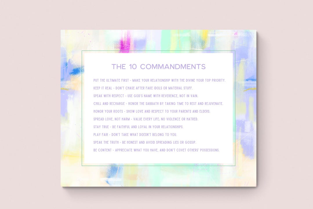 10 Commandments Paper Print Pastel for Kids Room Modern Ten ...