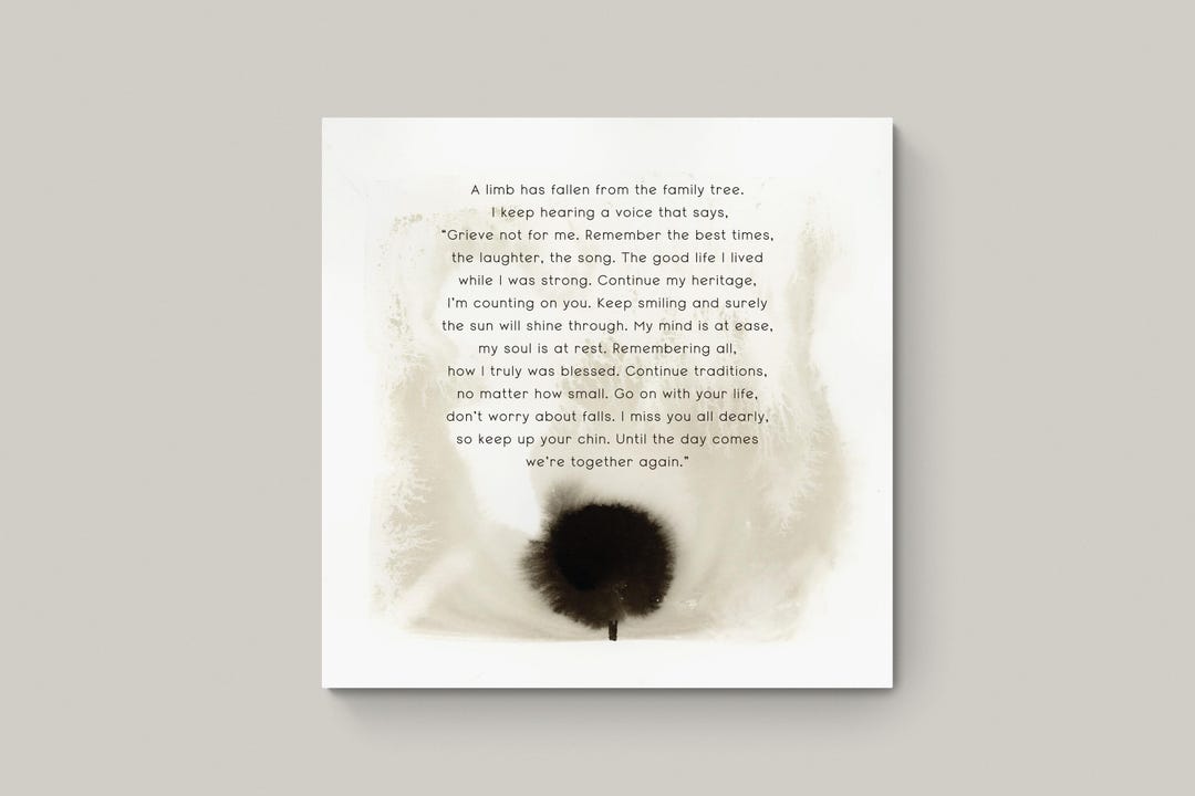 A Limb Has Fallen Poem Paper Print Sympathy Gift for Loss of Parent ...