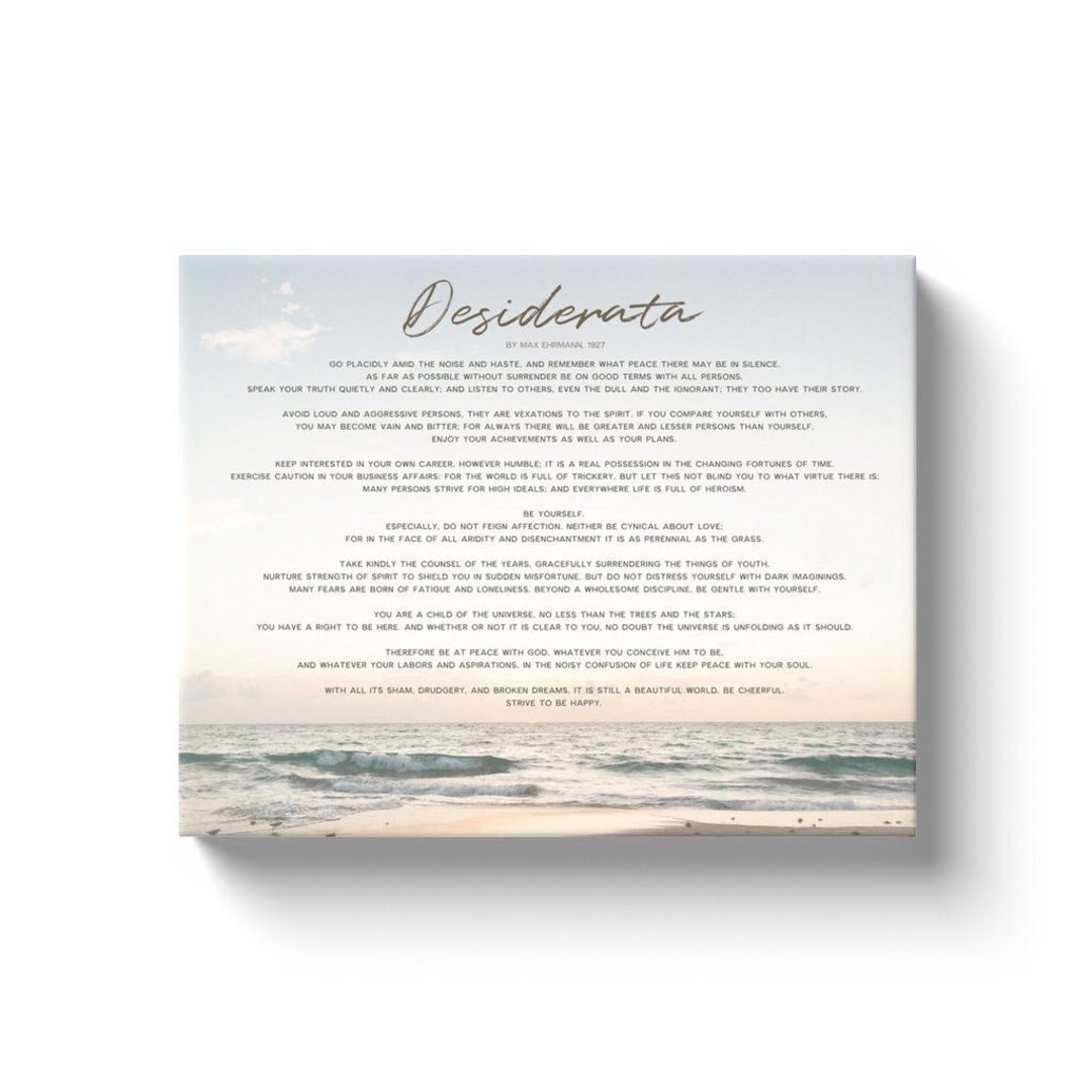 Desiderata Canvas Print Office Extra Large Wall Art Inspirational Quote ...