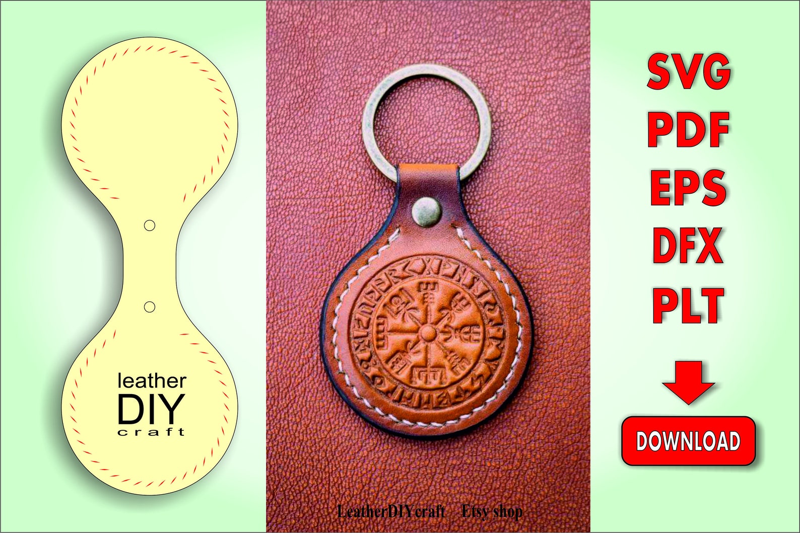 Circle Keychain Blank SVG Files Leather Keychain Vector - Etsy