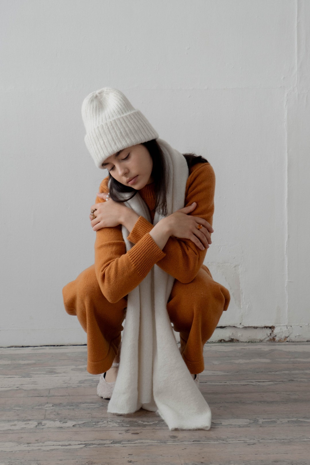 Ribbed Alpaca Wool Blend Beanie Hat for Men and Women. Unisex Model ...