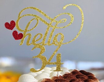 34 Cake Topper - Etsy