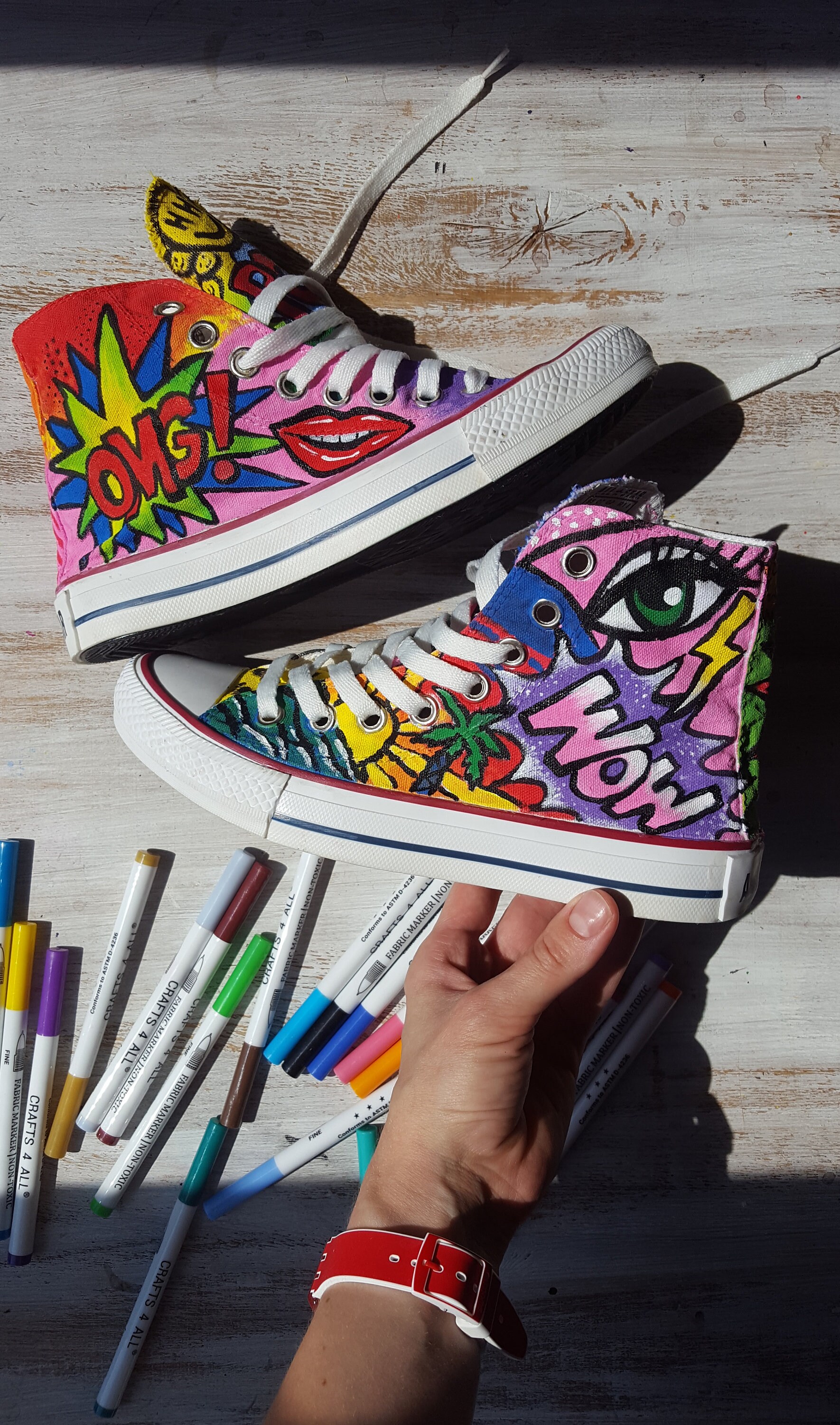 1 Sneakers. Hand-painted High Top Sneakers - Etsy