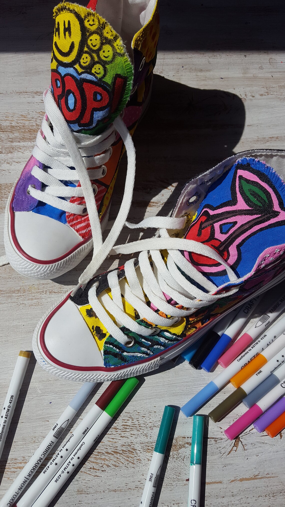 1 Sneakers. Hand-painted High Top Sneakers - Etsy