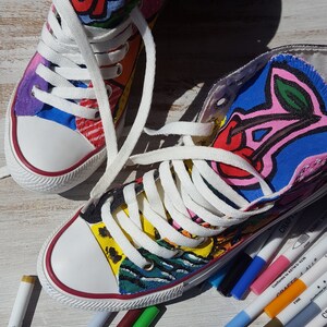 1 Sneakers. Hand-painted High Top Sneakers - Etsy