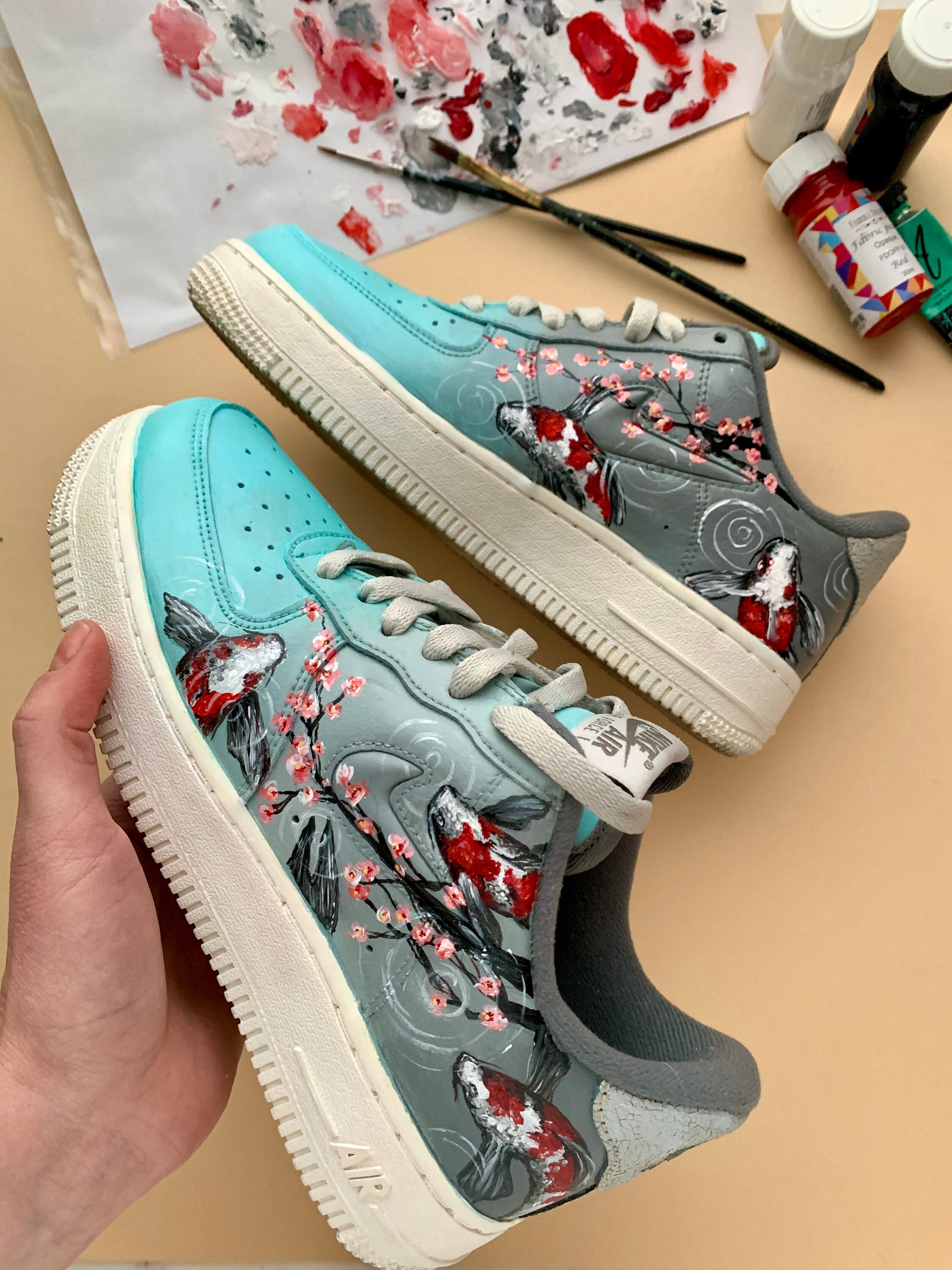 1 Sneakers. Hand-painted High Top Sneakers - Etsy