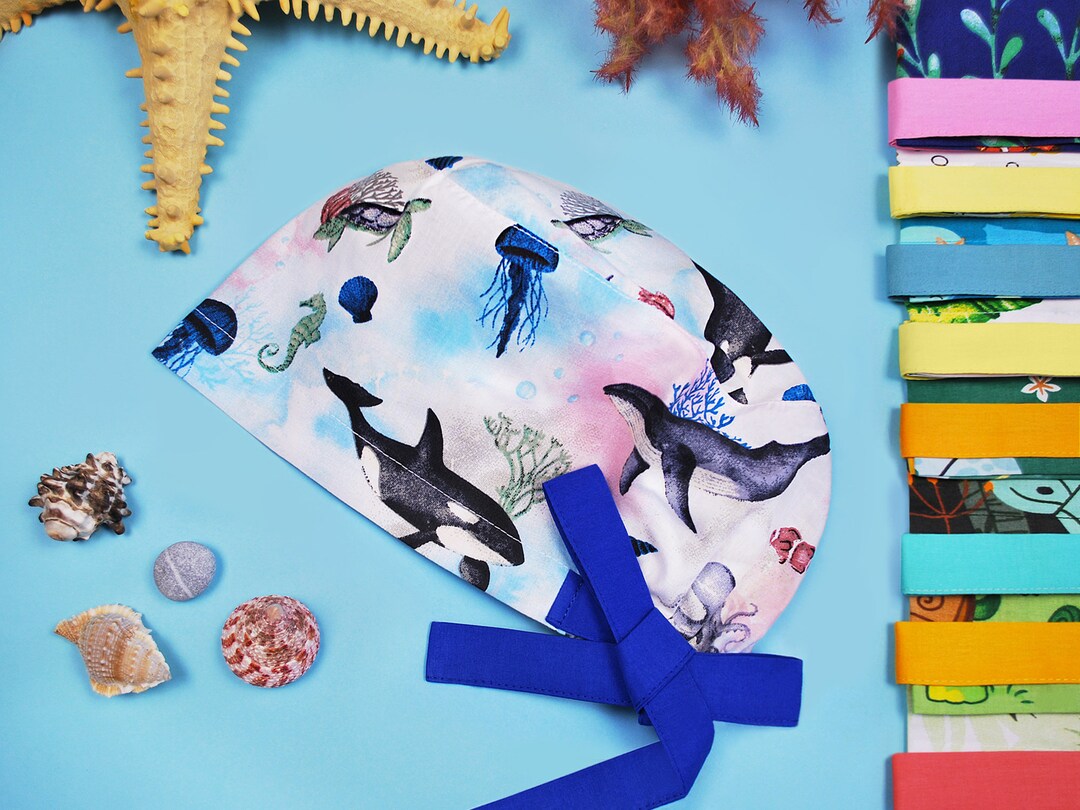 Animal Surgical Cap, Scrub Caps Fish, Scrub Hats for Women, Euro Nurse ...