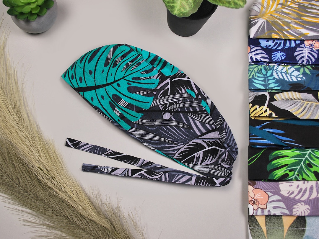 Scrub Caps for Men, Surgical Cap Leaf, Mens Scrub Hats, Leaves Scrub ...