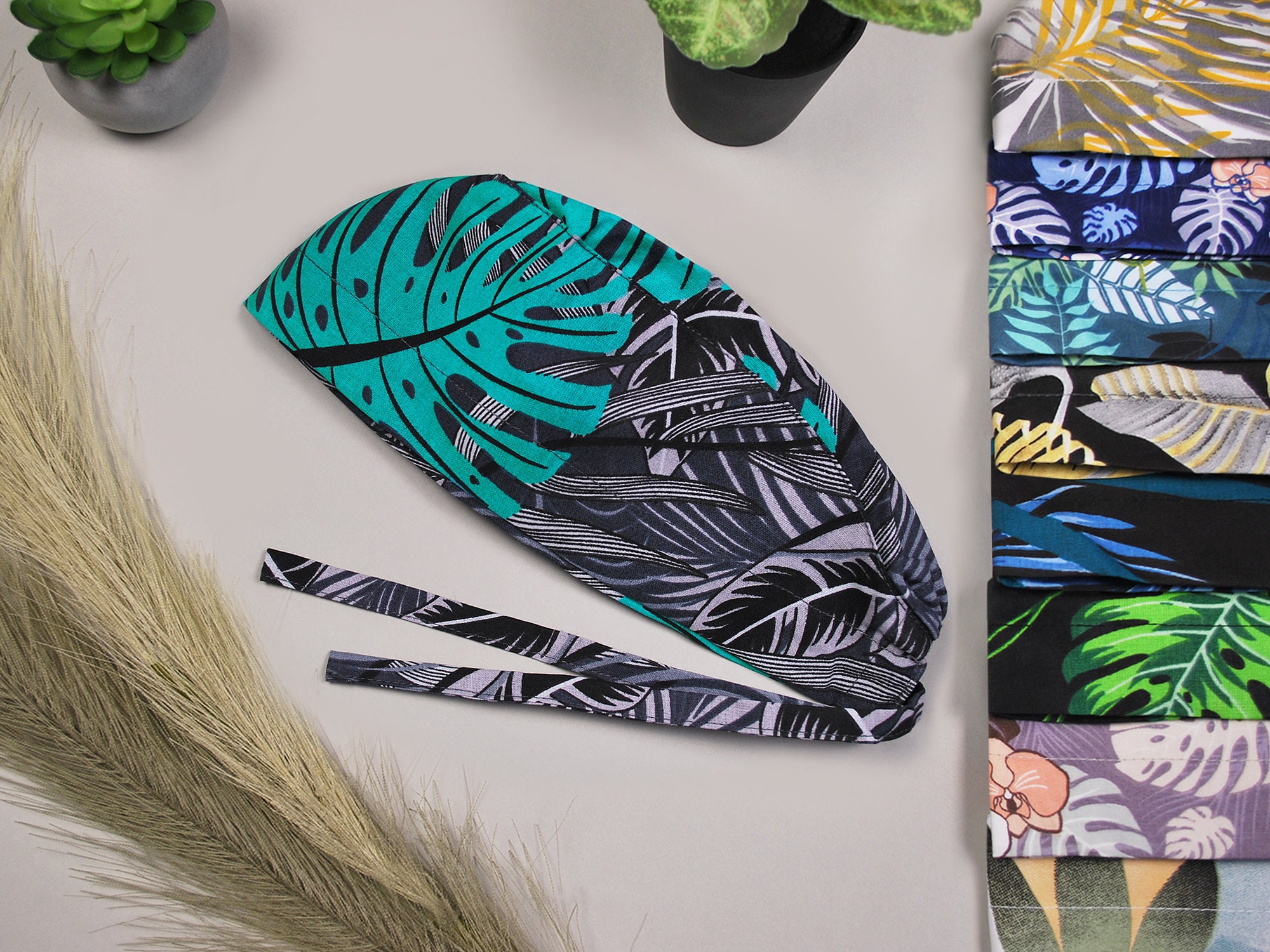 Scrub Caps for Men, Surgical Cap Leaf, Mens Scrub Hats, Leaves Scrub ...