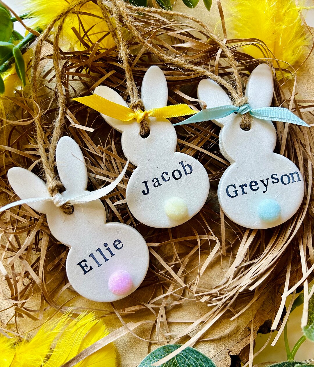 Personalised Easter Bunny Decoration, Clay Easter Rabbit, Custom Easter ...