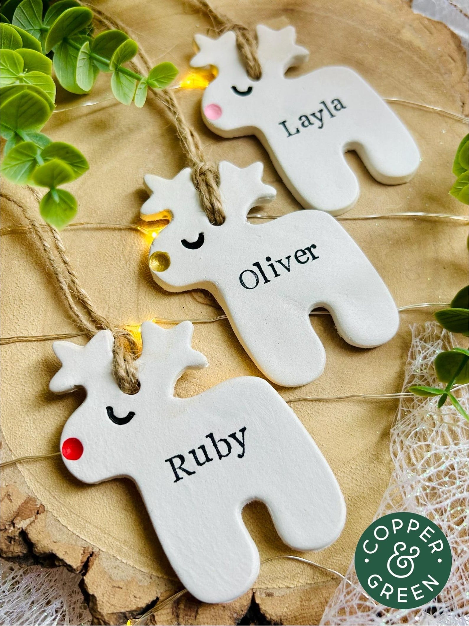 Personalised / Personalized Reindeer Christmas Tree Ornament – Clay ...