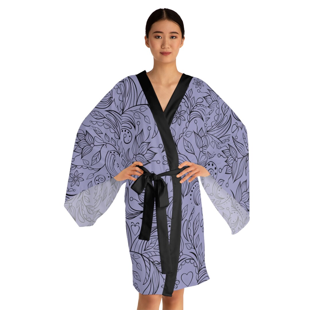 Ice Blue Long Sleeve Kimono Robe - Etsy