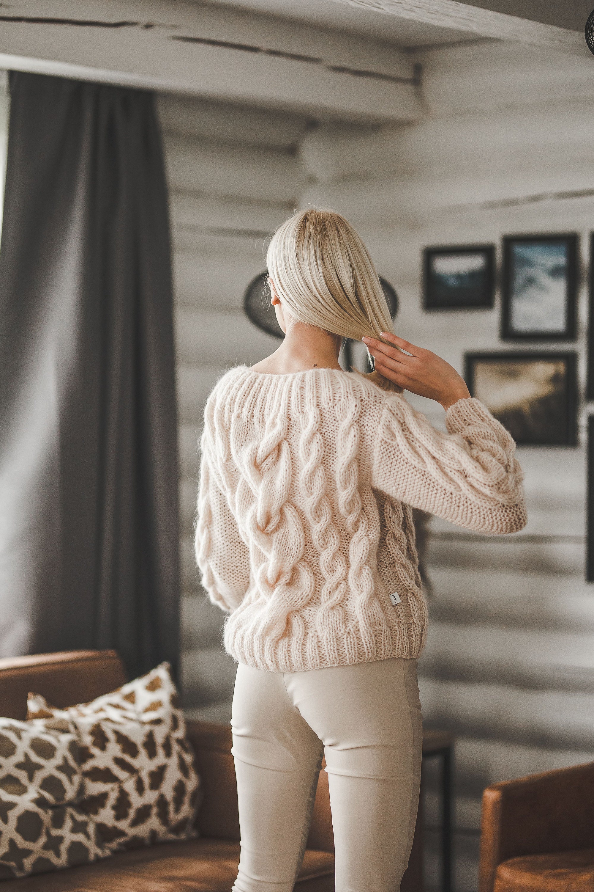 Cable Knit Women Sweater, Big Bulky Chunky Knit Sweater, Women Ivory ...
