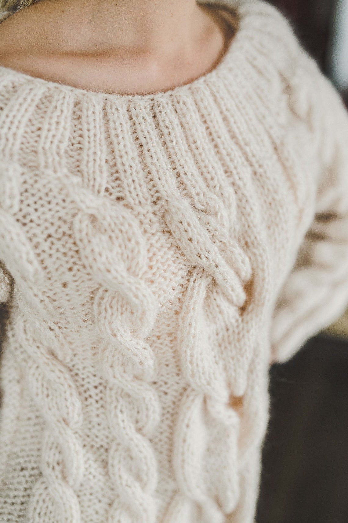 Cable Knit Women Sweater, Big Bulky Chunky Knit Sweater, Women Ivory ...