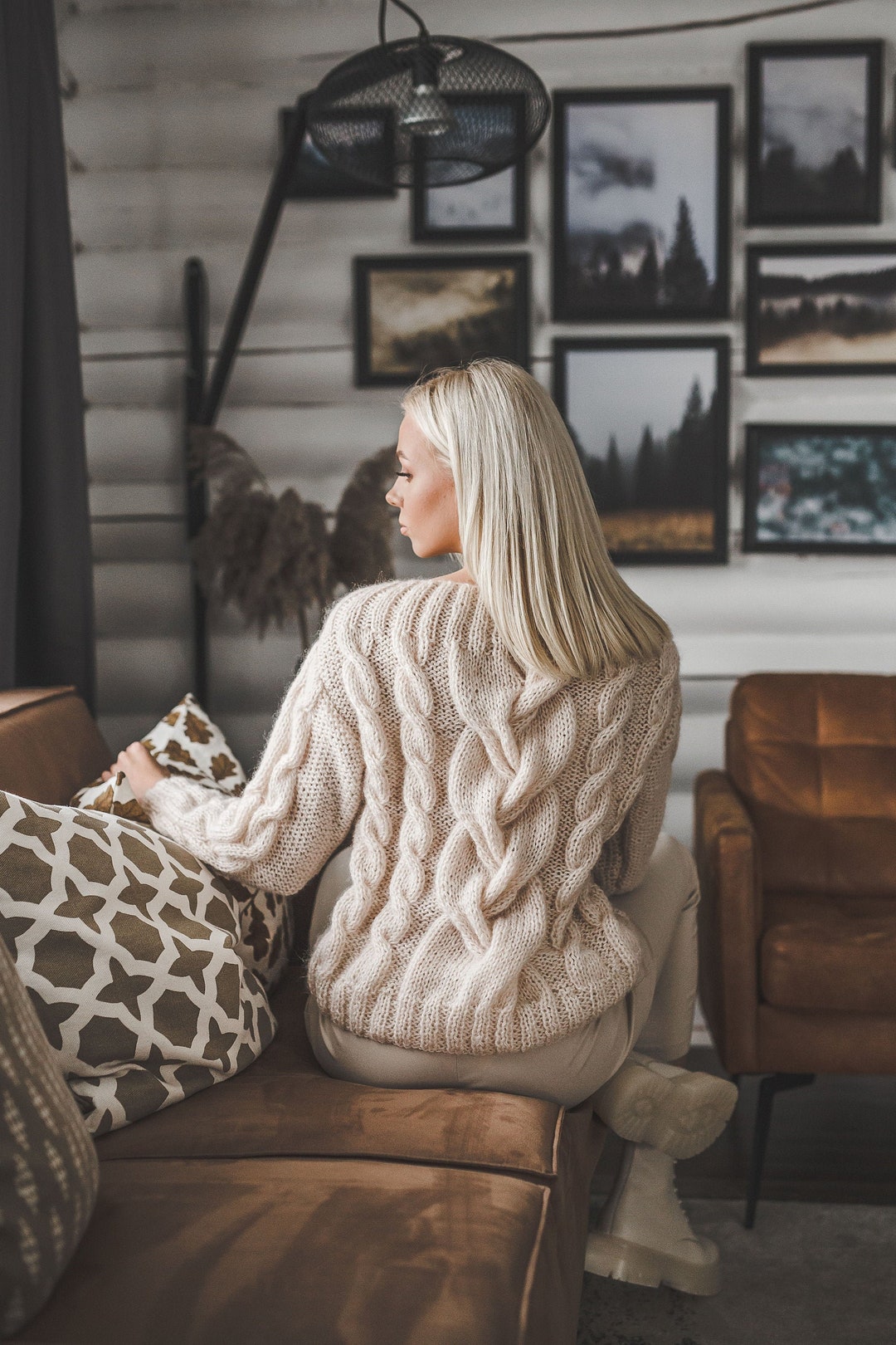 Cable Knit Women Sweater, Big Bulky Chunky Knit Sweater, Women Ivory ...
