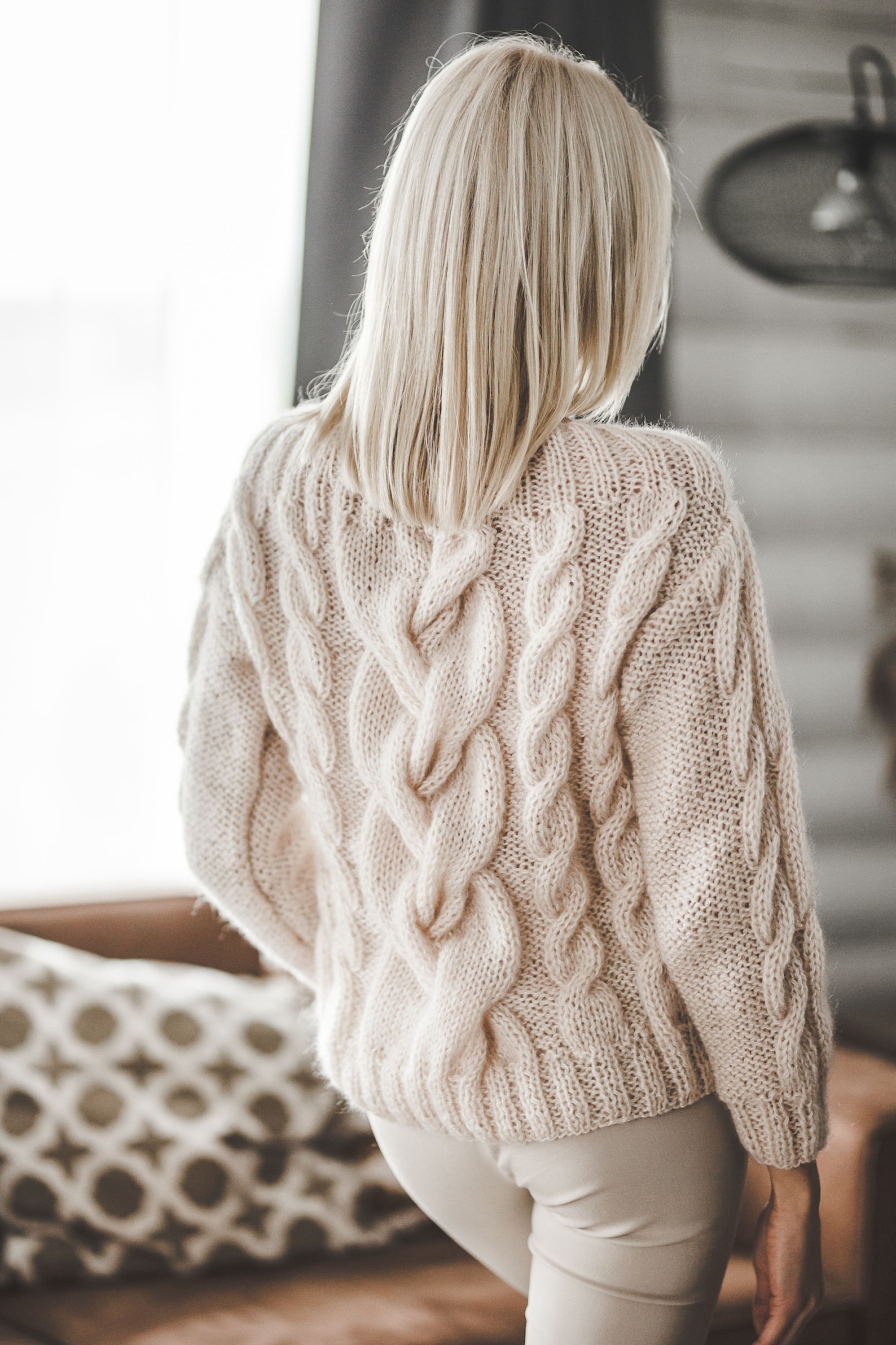 Cable Knit Women Sweater, Big Bulky Chunky Knit Sweater, Women Ivory ...