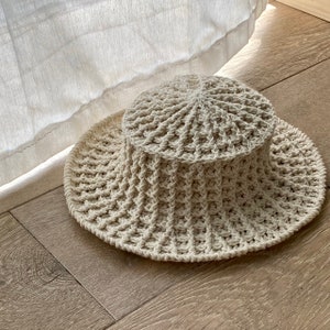 Waffle Recycled Cotton Bucket Hat Handmade Crochet / Macrame Style ...