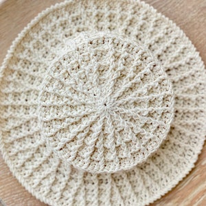 Waffle Recycled Cotton Bucket Hat Handmade Crochet / Macrame Style ...