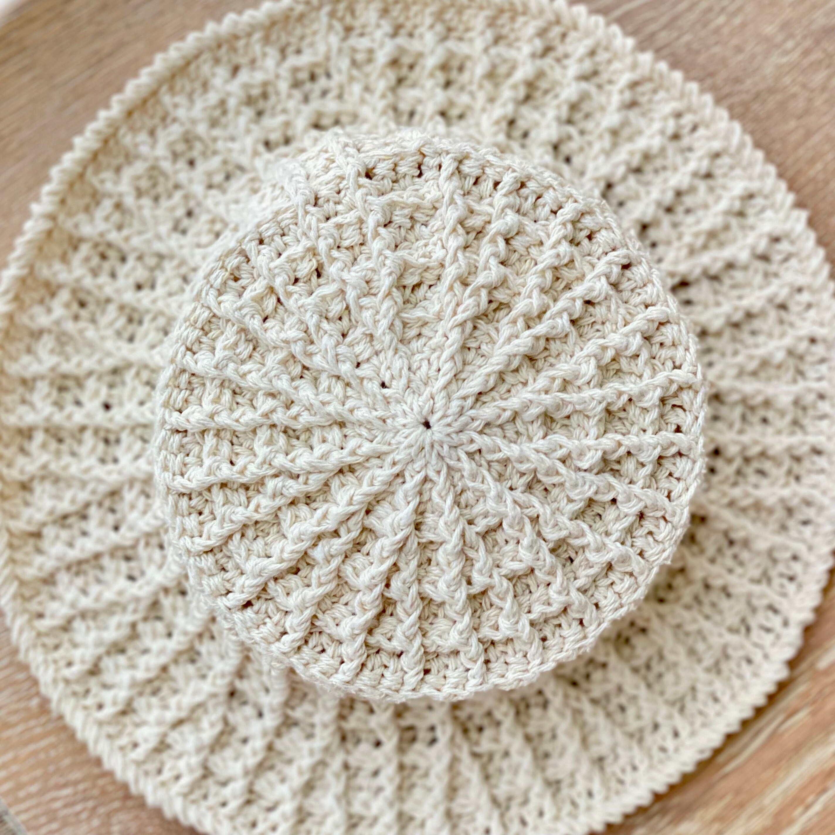 Waffle Recycled Cotton Bucket Hat Handmade Crochet / Macrame Style ...