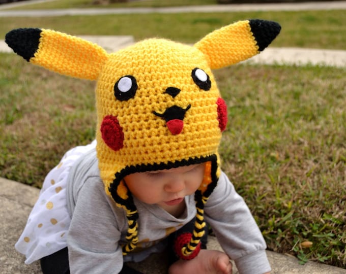 Crochet Pikachu Beanie/hat - Etsy