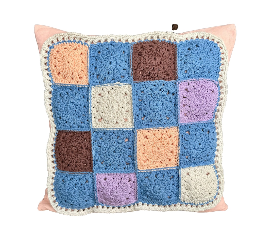 Granny Square Cushion. Sofa Cushion in a 70s Retro Look With Crocheted ...