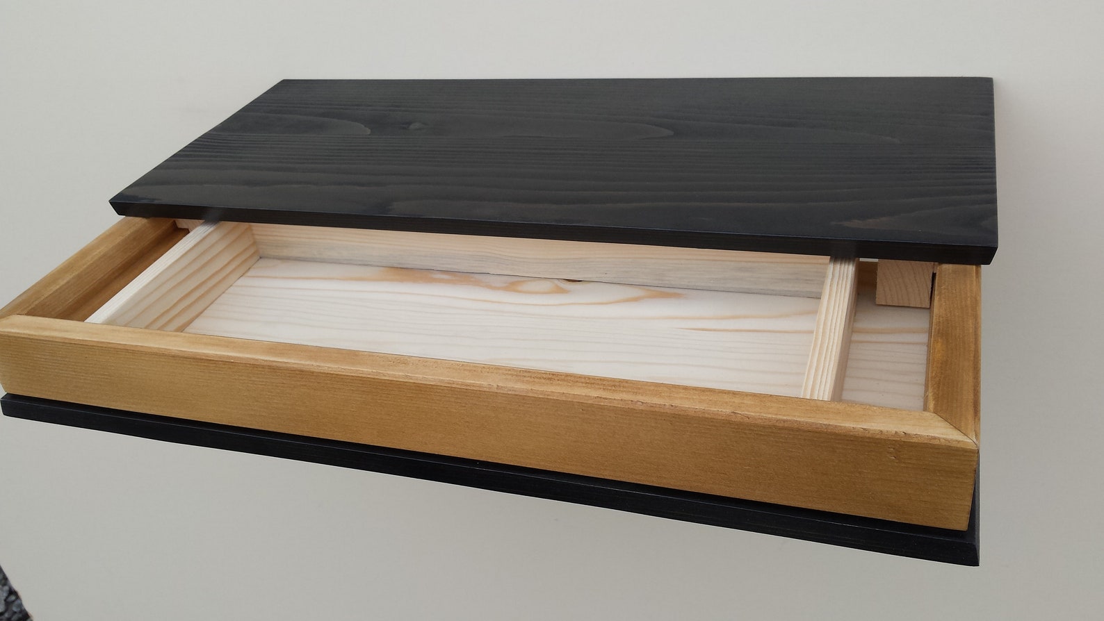 Wooden Shelf With Hidden Drawer and Magnetic Lock - Etsy