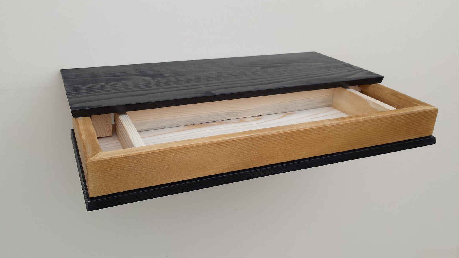 Wooden Shelf With Hidden Drawer and Magnetic Lock - Etsy