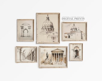 Architecture Drawing Print Set of 4 - Digital Download Collection ...