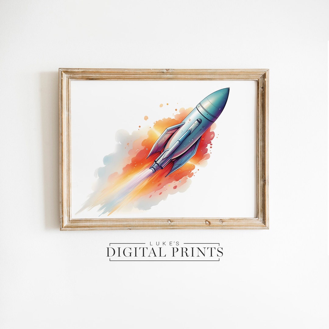 Colorful Rocket Art Print - Digital Poster Download - PRINTABLE Sci-fi ...