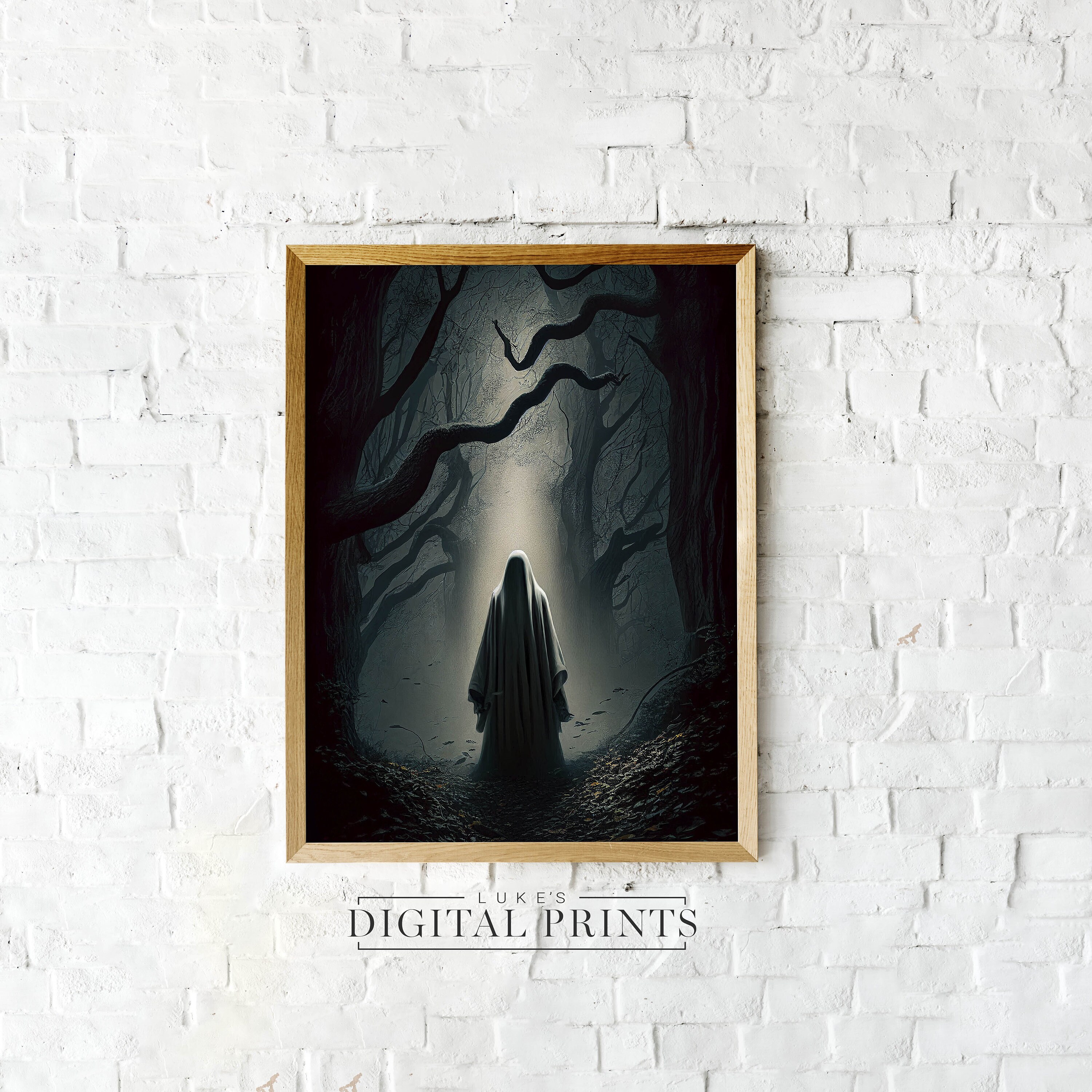 Ghost in Forest Digital Print - Vintage Gothic Wall Art - Instant ...