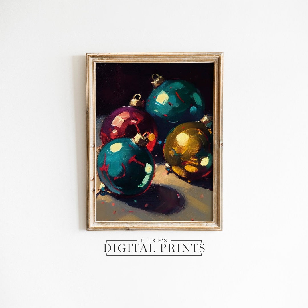 Christmas Baubles Art PRINTABLE Decor - Digital Print Download - Xmas ...
