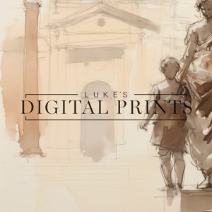 Roman Dome Building Sketch Print - Digital Art Download - Classical ...