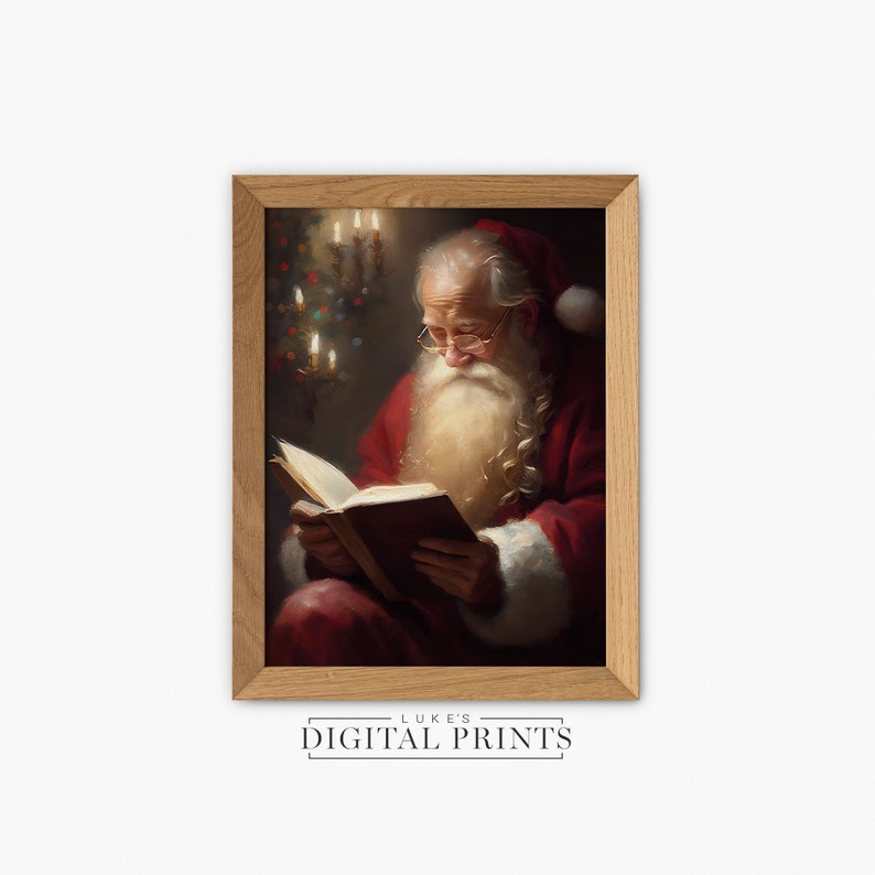 Vintage Santa Oil Painting PRINTABLE Decor Digital Print - Etsy
