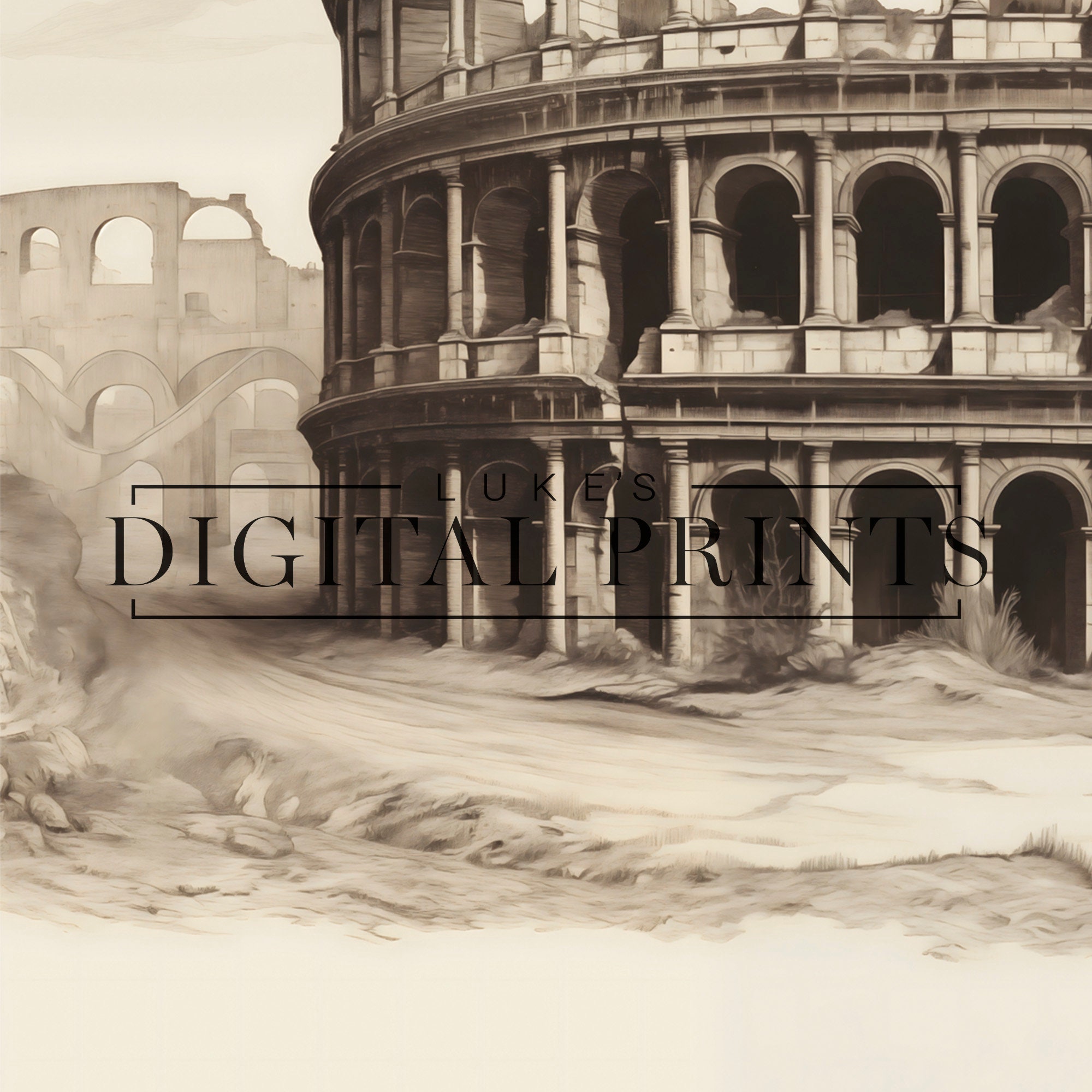 Colosseum Art Drawing PRINTABLE Digital Art Download Cityscape Artwork ...
