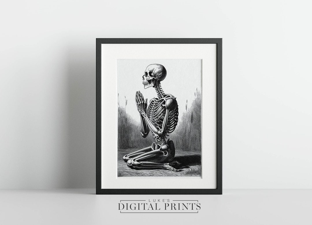 Skeleton Print Digital Drawing Instant Poster Download PRINTABLE Gothic ...