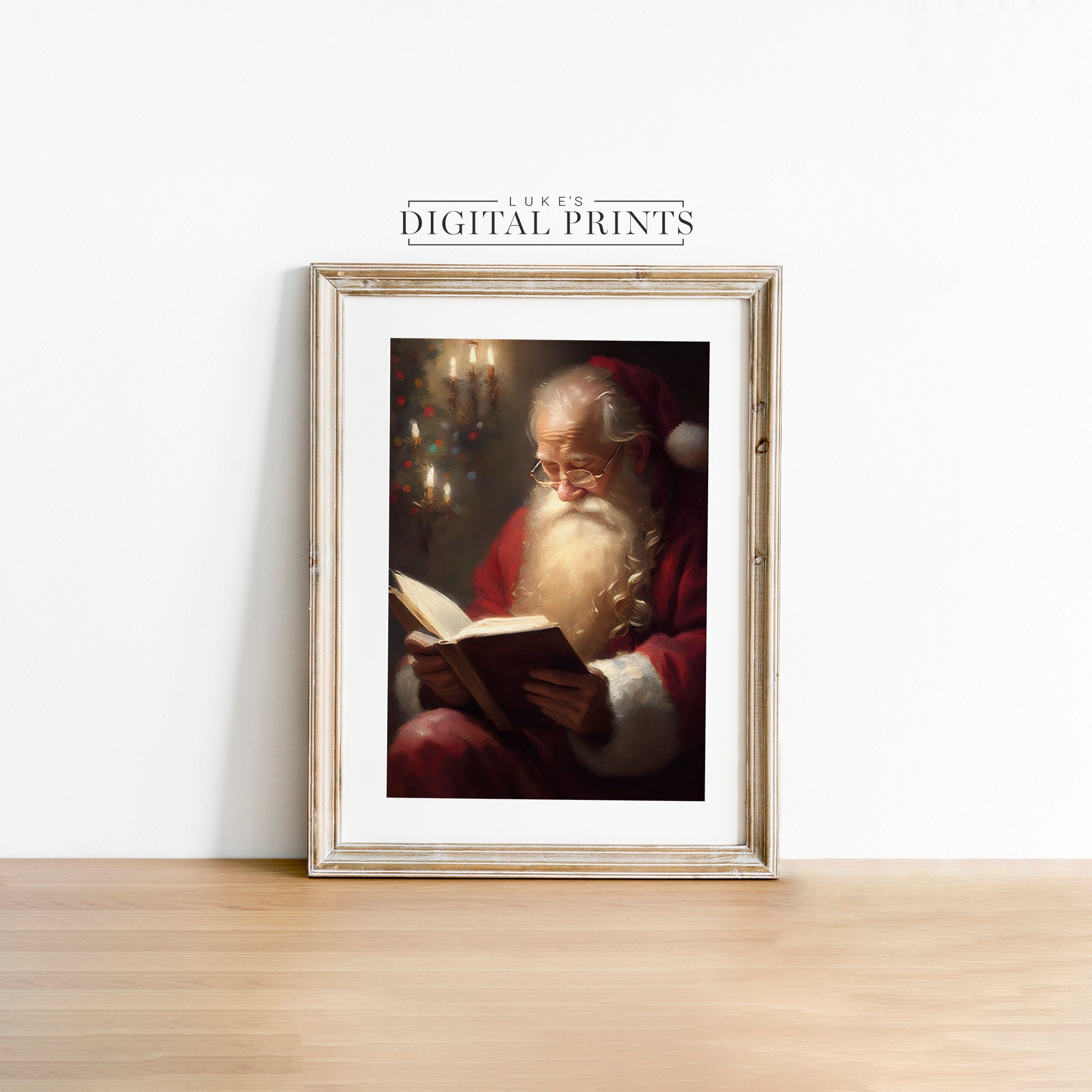 Vintage Santa Oil Painting PRINTABLE Decor Digital Print - Etsy