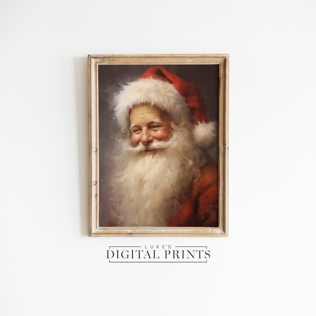 Santa Portrait Painting PRINTABLE Christmas Decor - Digital Print ...