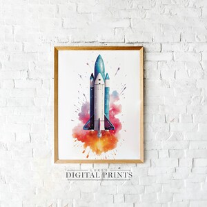Rocket Ship Art Print - Digital Download Poster - Spaceship Launch ...