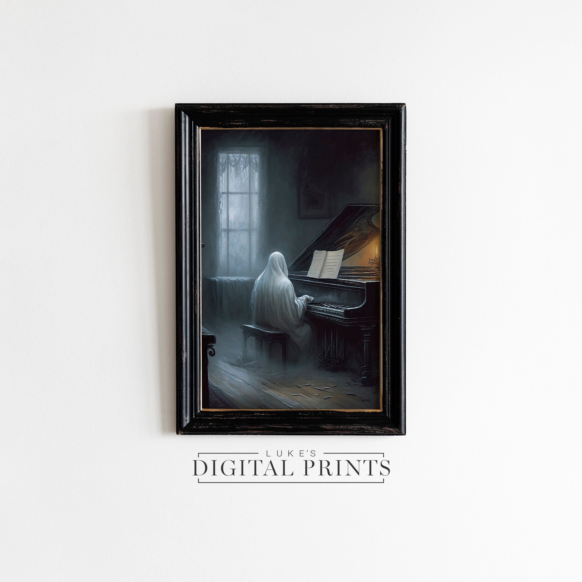Ghost Playing Piano PRINTABLE Gothic Oil Painting Digital - Etsy