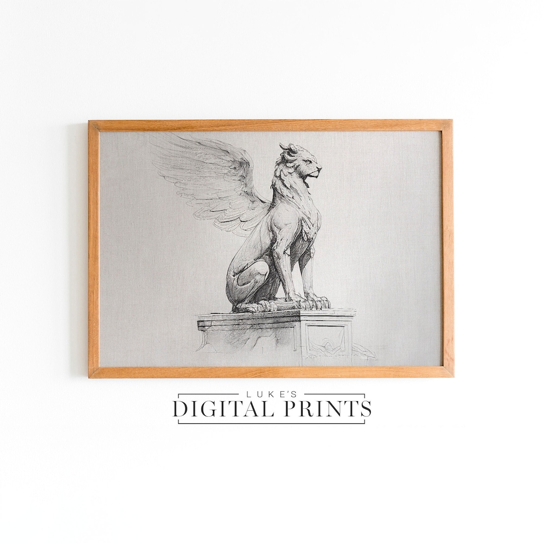 Vintage Greek Mythology Statue Sketch Print - Digital Download - Flying ...