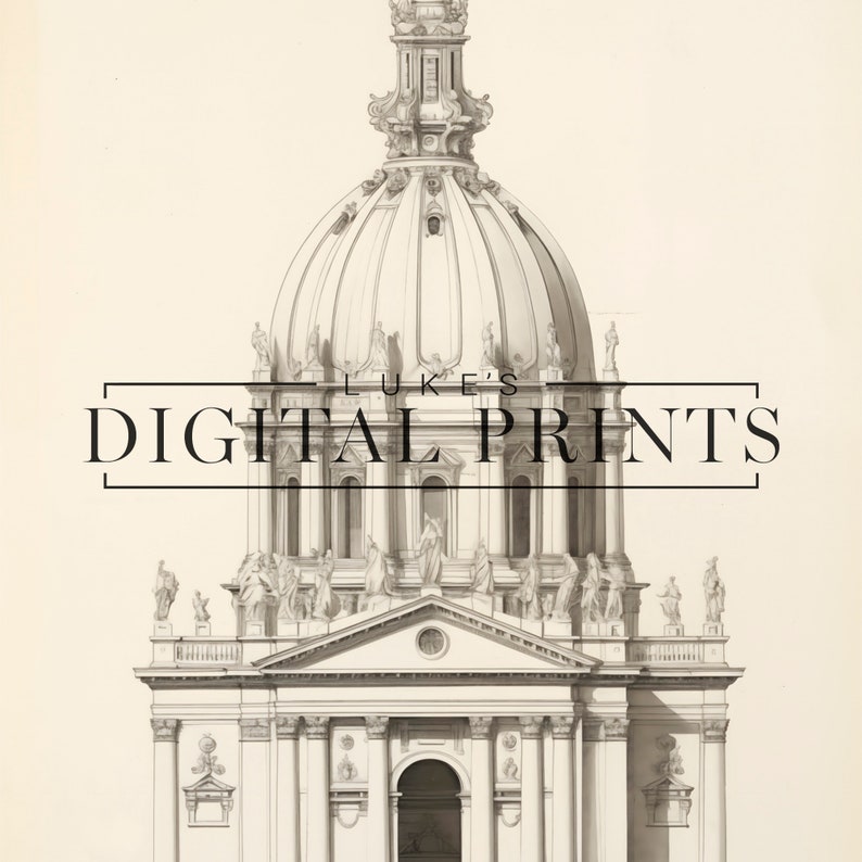 Classic Architecture Drawing Print Set of 3 Digital Download Art Bundle ...