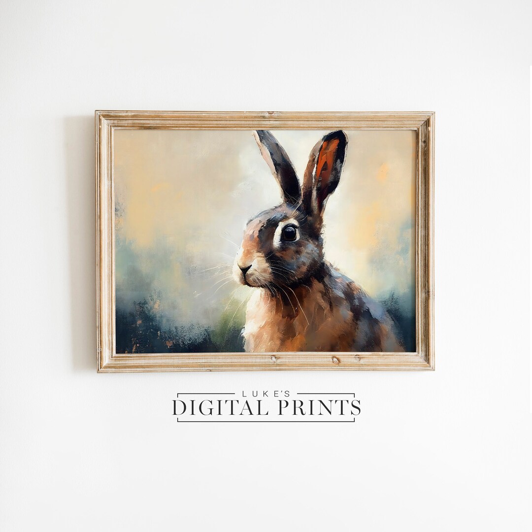 Rabbit Oil Painting - Digital Print Download - Rustic Impressionist ...