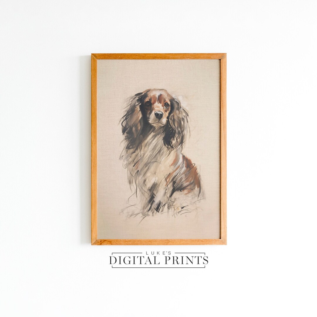 Cavalier Spaniel Portrait Drawing Print - Digital Art Download ...