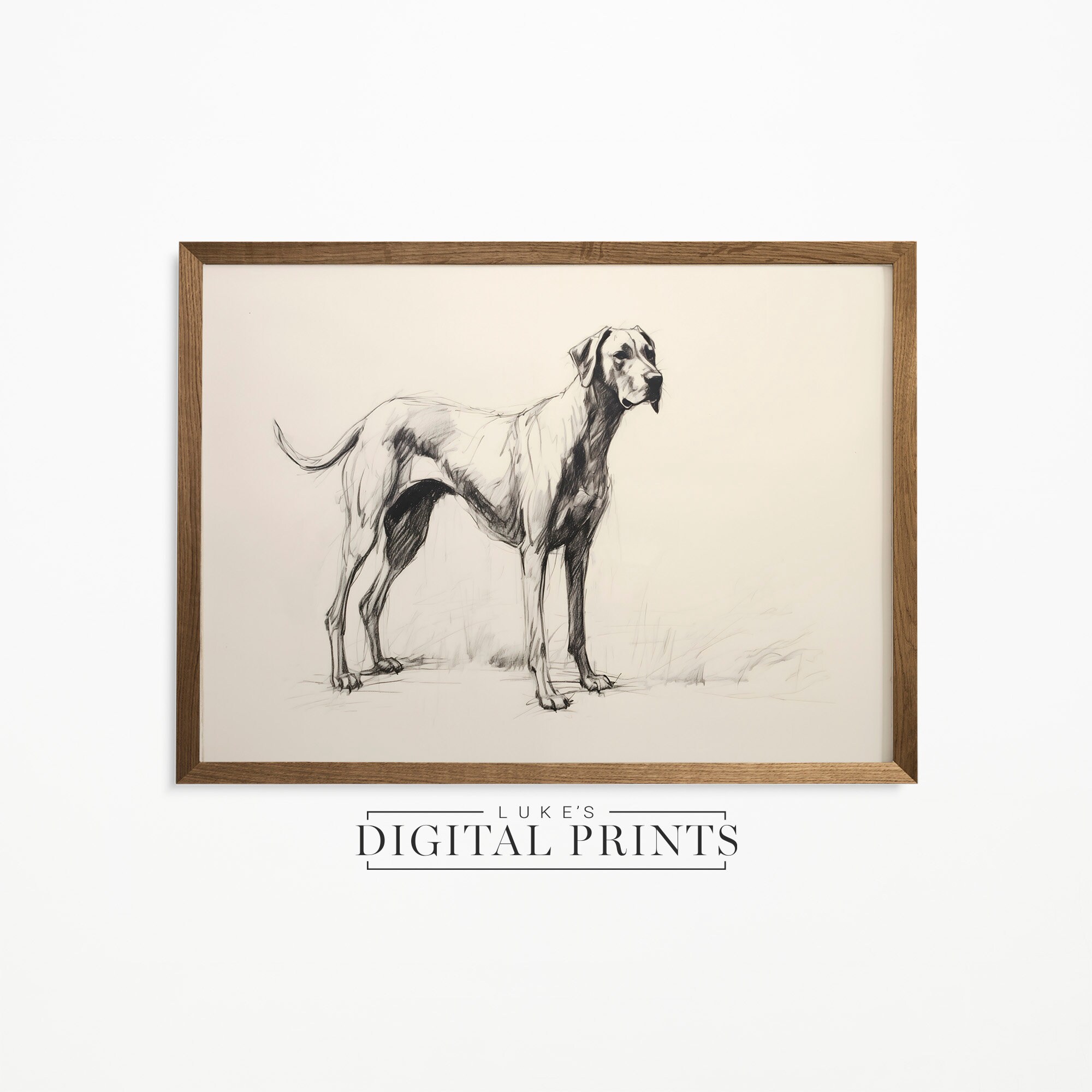 PRINTABLE Great Dane Artwork - Digital Print Download - Rustic Loyal ...