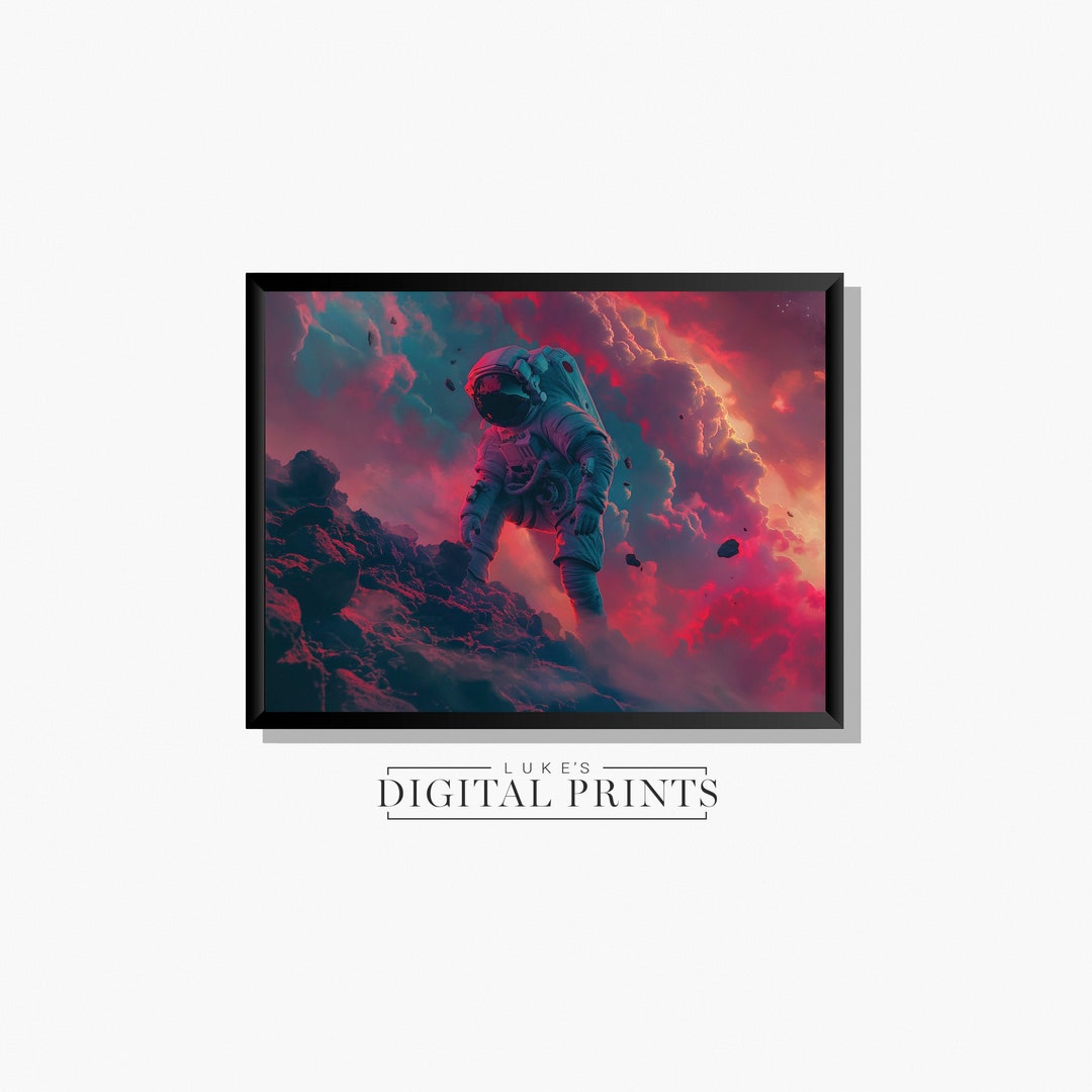 Rocky Space Landscape Poster - Digital Print Download - Moody Colorful ...