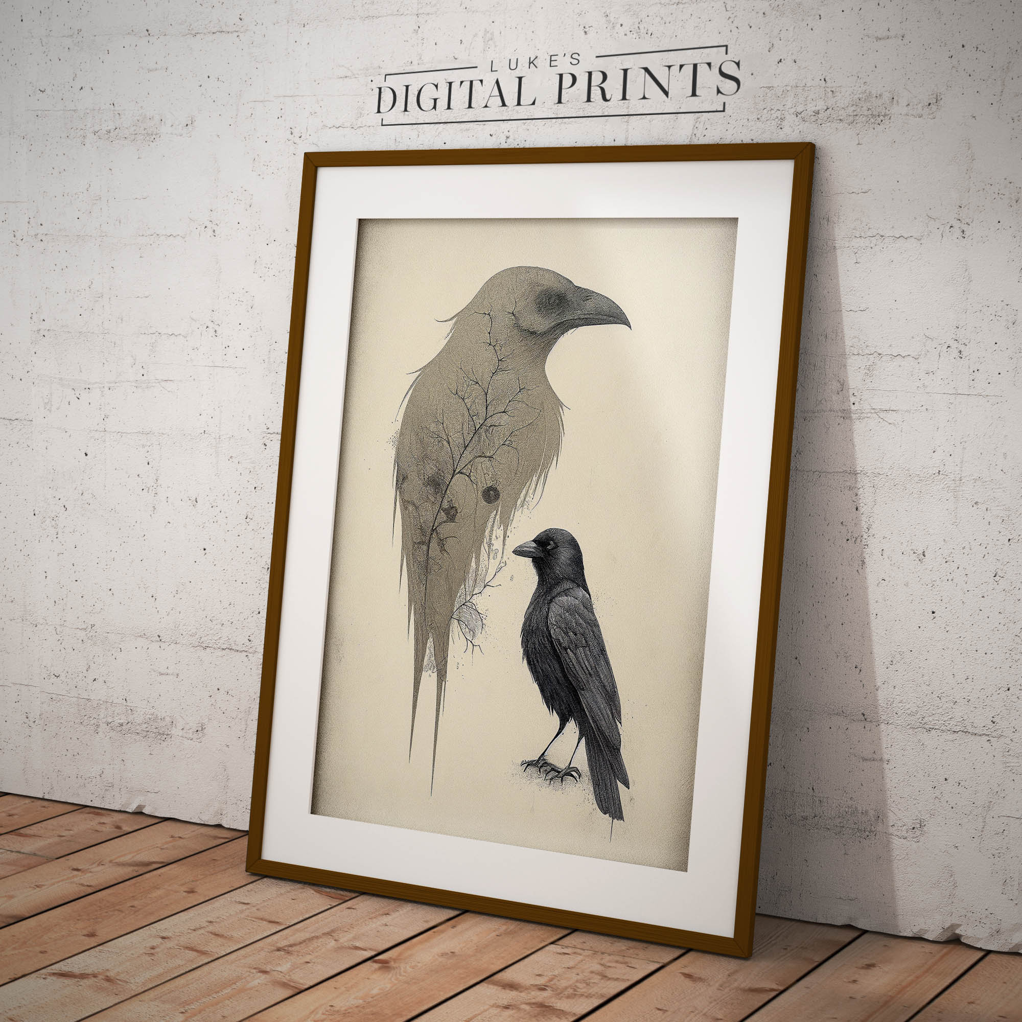 Vintage Crow Drawing Print Digital Download Illustration PRINTABLE ...