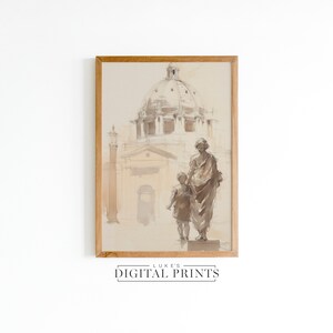 Roman Dome Building Sketch Print - Digital Art Download - Classical ...