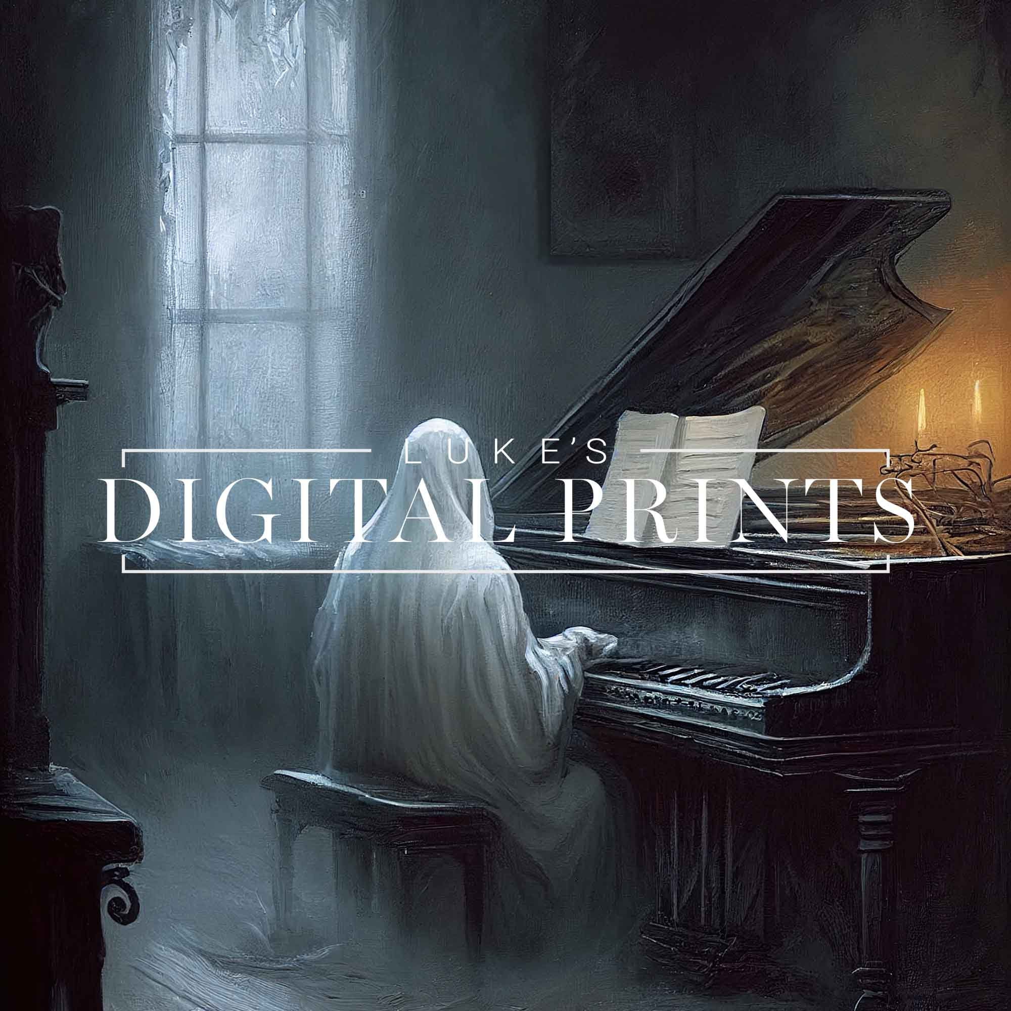 Ghost Playing Piano PRINTABLE Gothic Oil Painting Digital - Etsy