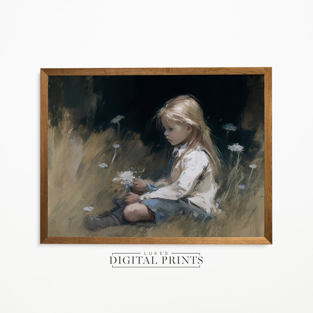 Rustic Country Child Portrait Painting - Digital Print Download ...