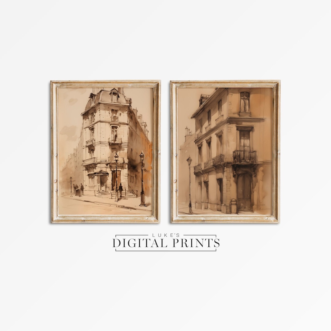 Set of Two PRINTABLE Rustic Architecture Drawings - Digital Print ...